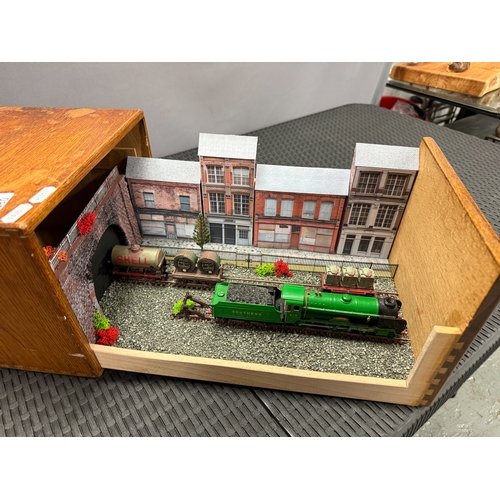 Model Railway 0 Gauge Diorama Contained Inside Oak Filing Drawer Approx ...