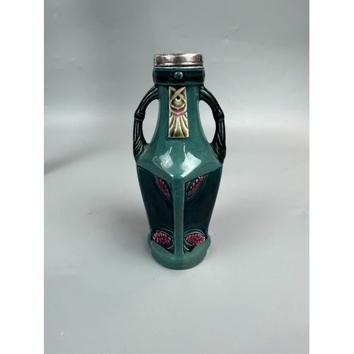 Robert Hanke Style Silver Topped Art Nouveau Vase Approx. 16cm