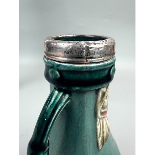 Robert Hanke Style Silver Topped Art Nouveau Vase Approx. 16cm