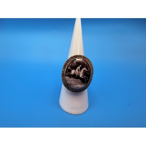 Silver Black Basalt Set Ring Size M½