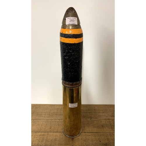 WW1 British 18 pdr shrapnel round shell case dated 1916, projectile ...