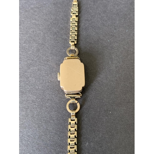 A vintage 9ct gold case 'Majex' ladies wristwatch on rolled gold ...