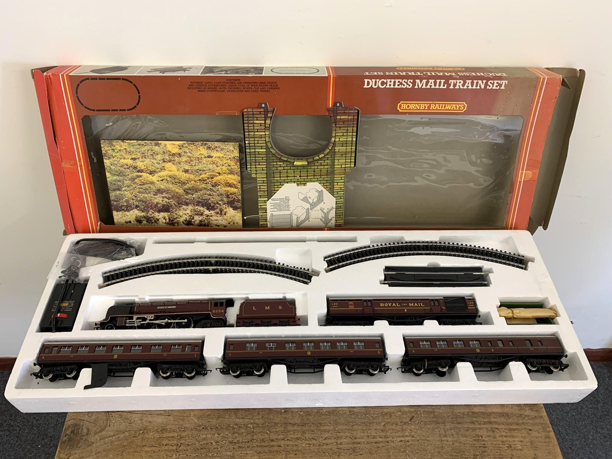 A boxed Hornby R542 Duchess Mail Train set (box with age and storage ...