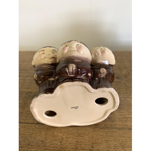 A German 'Weiss' monk egg holder plus a wooden pipe holder, part tea ...