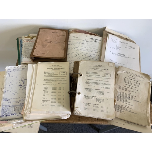 A mixed lot of 1960's-1970's aviation paperwork, maps etc