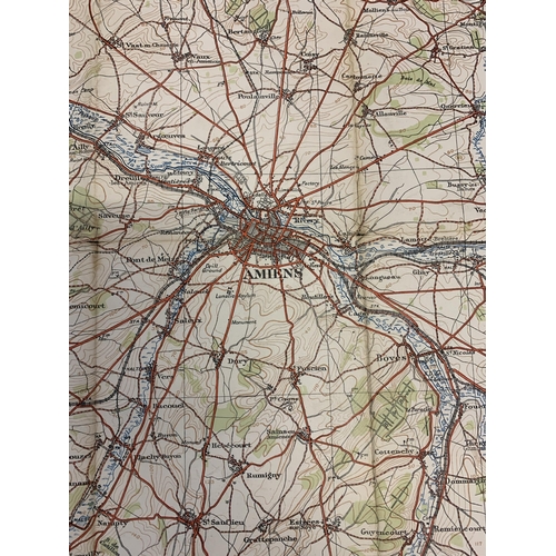 WW1 era dated War Office 1915 map of Amiens printed paper linen backed ...