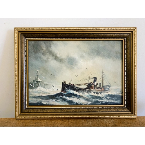 Joe Crowfoot (1946-2017), small oil on board of Lowestoft Steam Drifter ...