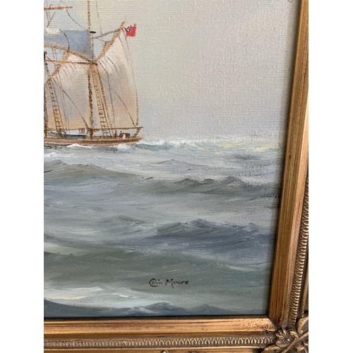 Colin Moore, Essex marine artist, a large gilt framed oil on canvas of ...