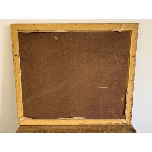A framed oil on board of a street scene, signed lower left Barton ...
