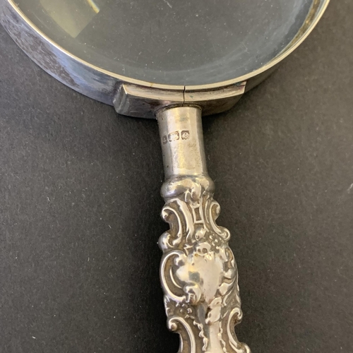 A 925 sterling silver handle magnifying glass, 5 3/4" long plus a ...