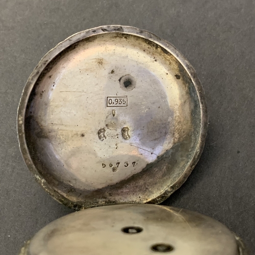 A 935 silver pocket watch by La Fidele with key, 38mm dia (non-running)