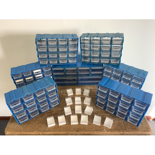 Seven small sets of storage racks 8 1/2" x 6" plus 14 small specimen ...