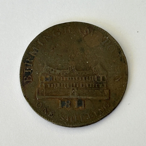 A scarce Birmingham workhouse one shilling token, 1811