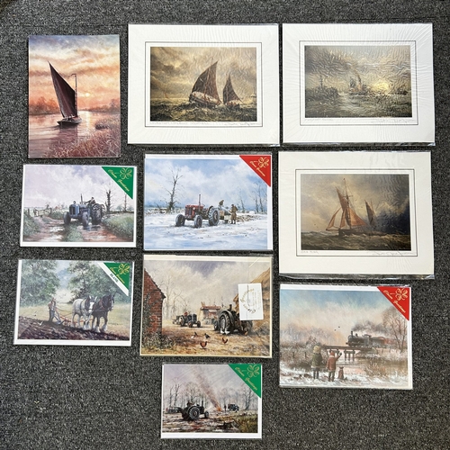 Three small Joe Crowfoot signed prints, 'Lowestoft Lifeboat Kentwell ...