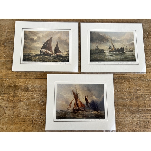Three small Joe Crowfoot signed prints, 'Lowestoft Lifeboat Kentwell ...
