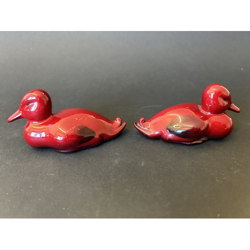 A pair of Royal Doulton Flambe ducks, approx. 3 1/4" long (some surface ...