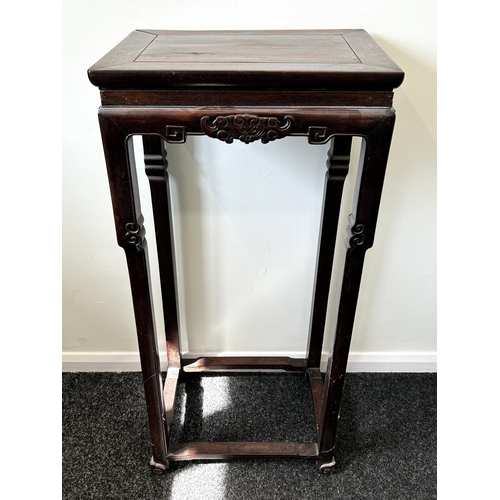 A Chinese style hardwood tall table/stand, approx. 34" tall