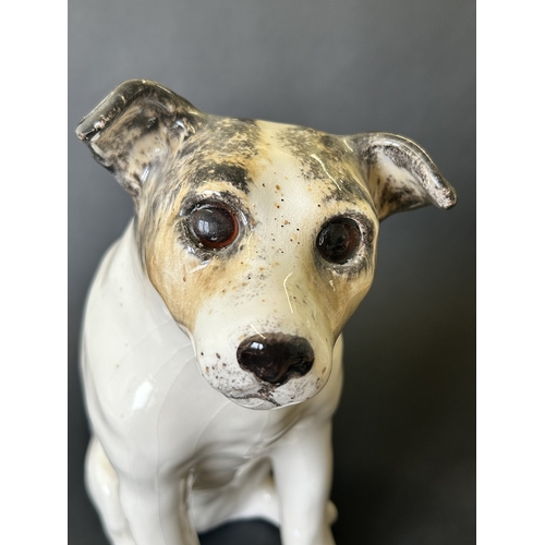 A large Winstanley HMV style Jack Russel terrier dog, 12 1/4" high ...
