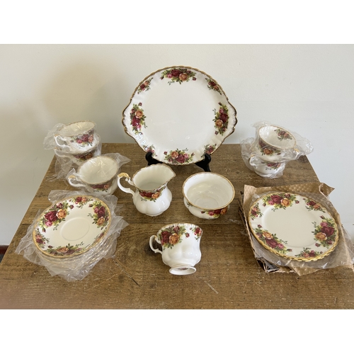 A still boxed Royal Albert Old Country Roses pattern tea set, six ...