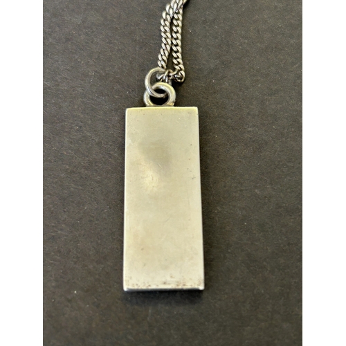 A hallmarked silver ingot on chain, weight approx. 21g