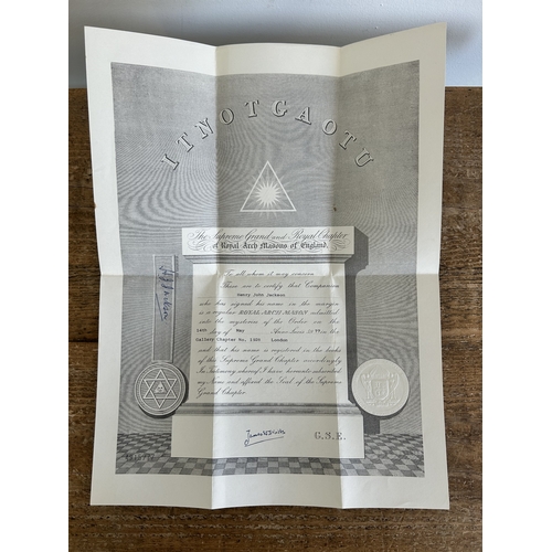 Vintage cased Masonic regalia and apron marked 'Assistant', made by A R ...