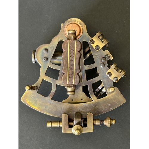 A wooden boxed J Scott of London nautical style sextant