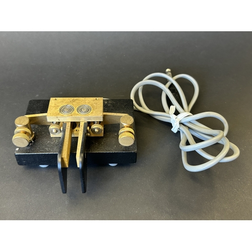 A 'Kent' twin paddle morse key of brass and steel construction, with cables