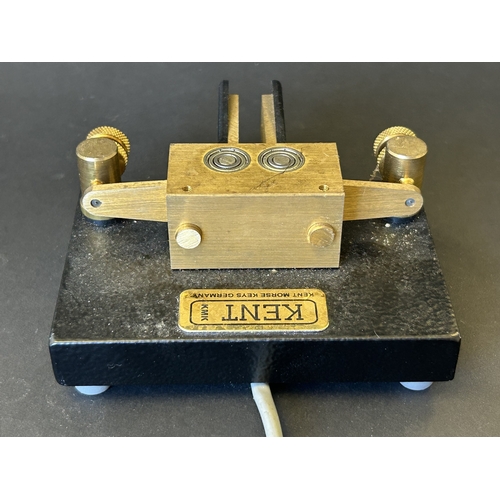 A 'Kent' twin paddle morse key of brass and steel construction, with cables