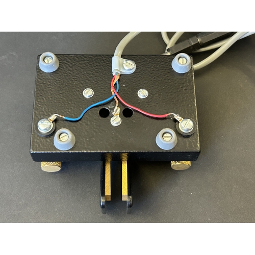 A 'Kent' twin paddle morse key of brass and steel construction, with cables