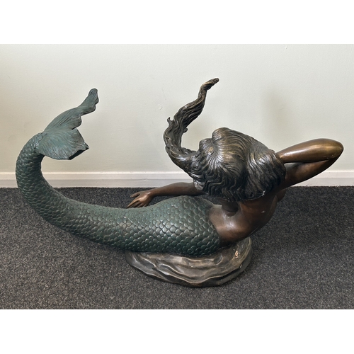 A vintage bronze mermaid coffee table base (no glass), approx. 32 1/2 ...