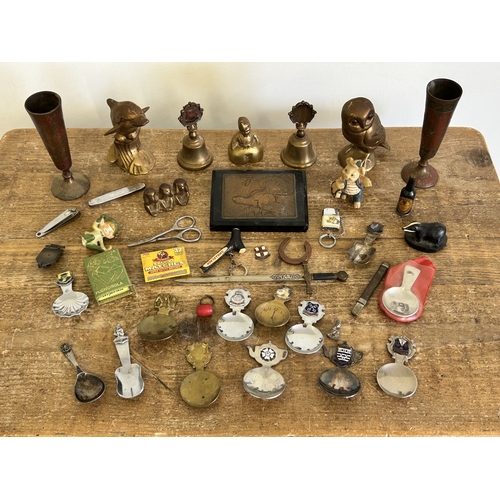 Mixed items of interest to include brassware and caddy spoons etc