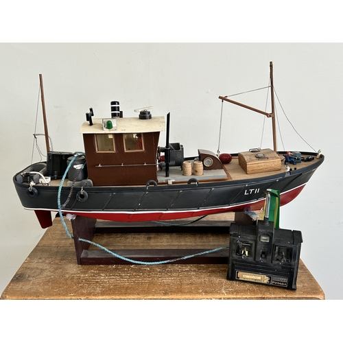 A vintage radio controlled fishing boat LT11, marked 'Nimrod Aldeburgh ...