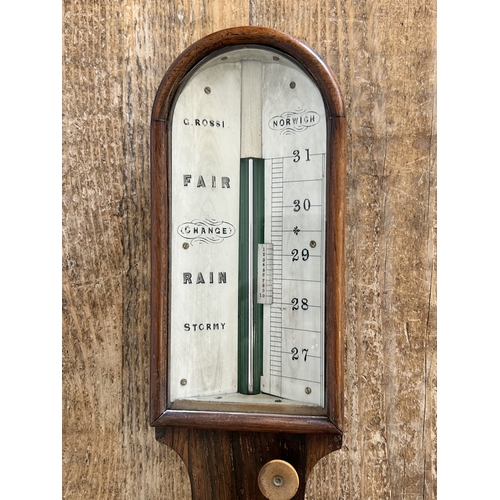 A 19th Century Rossi of Norwich stick barometer, approx. 37" high ...