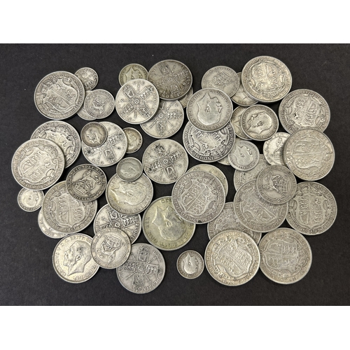 Pre 1920 0.925 silver coins, mostly half crowns and florins, weight ...