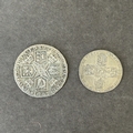 A 1787 George III silver shilling together with a 1757 George II ...
