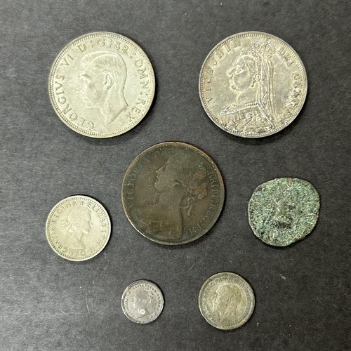 A Victoria 1887 half crown together with other pre '47 coins, total ...