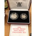 1990, silver proof 5p two coin set. Limited edition, 35,000
