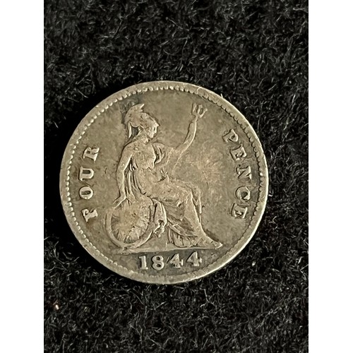 One grout or four pence silver coin dated, 1844