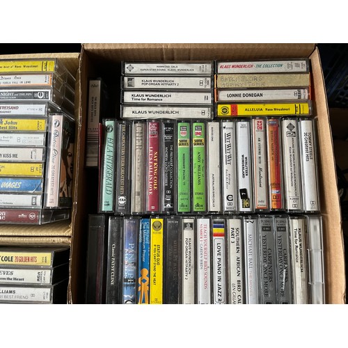 3 trays of mixed cassette tapes including Beatles, Bo Diddley, Elvis ...