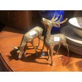 Pair of solid brass deer