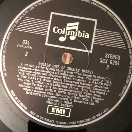 Golden hits of Shirley Bassey. EMI Columbia SCX6294 stereo