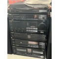 Technics tower system with deck, CD player, radio, amplifier, graphic ...