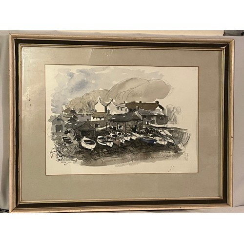 Peter Perkins watercolour of a Cadgwith harbour Cornwall. Signed named ...