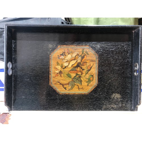 Fine Ebony letter writing tray. Art Nouveau with hand painted central ...