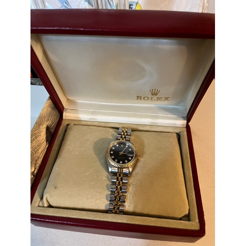 A Genuine Ladies Rolex Oyster Perpetual bi-metal watch with original ...