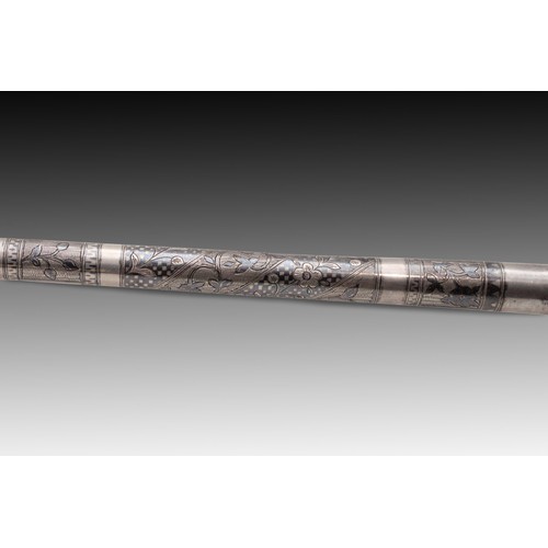 A Russian Kavkaz Silver Walking Stick with Superb Niello Work. Silver ...