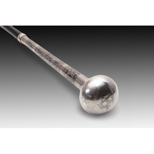 A Russian Kavkaz Silver Walking Stick with Superb Niello Work. Silver ...