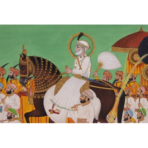 An Indian Painting of Mewar Raja on Procession with Attendants on Foot ...
