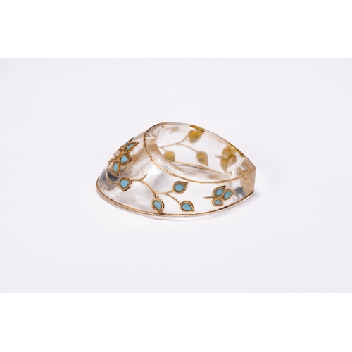 A Mughal Rock Crystal Archer’s Ring Inlaid with Gemstones, 19th Century ...