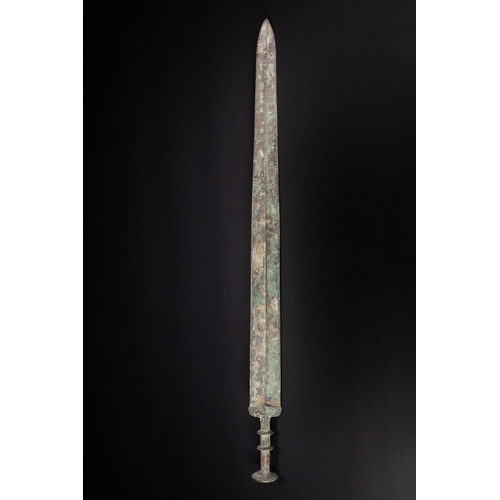 A Chinese Bronze Sword with Ribbed Hilt, Possibly Ancient A Chinese ...